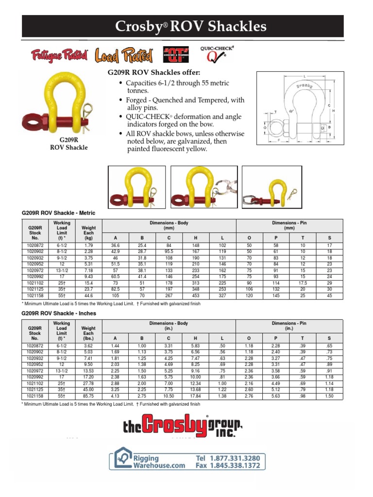 Crosby G-209R ROV Shackle | PDF | Building Materials | Metals