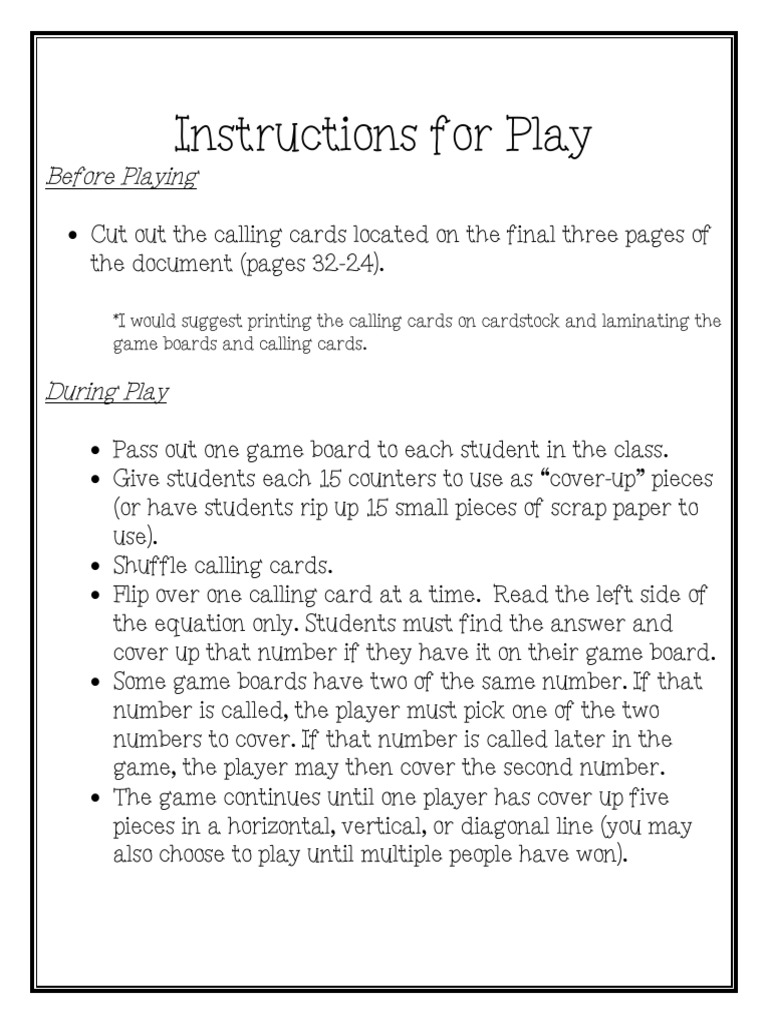 Squares and Square Roots Bingo | PDF | Gaming | Leisure