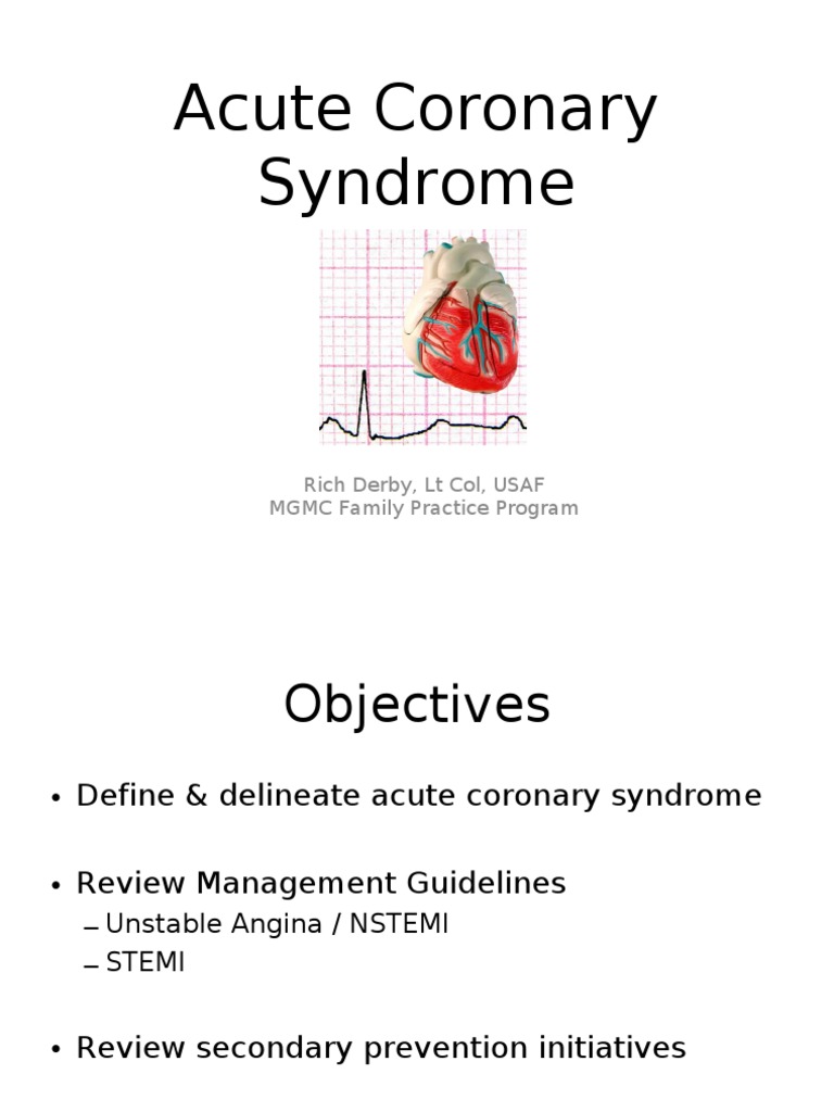 Management of Acute Coronary Syndromes: Guidelines for the Diagnosis ...