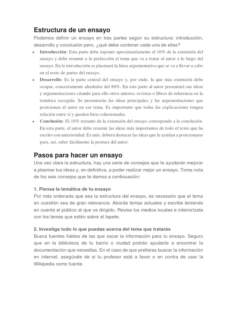 Estructura de Un Ensayo | PDF | Ensayos | Science