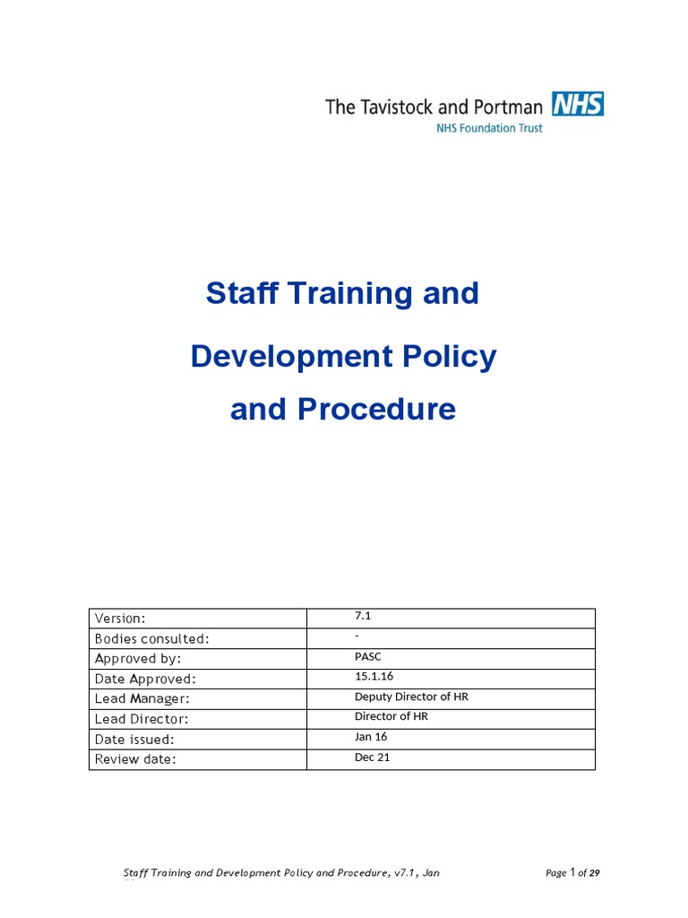 Staff Training and Development Policy and Procedure | Download Free PDF ...