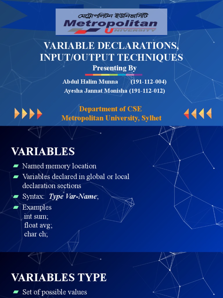 Variable Declarations Input Output Techniques Presenting By Pdf Integer Computer Science