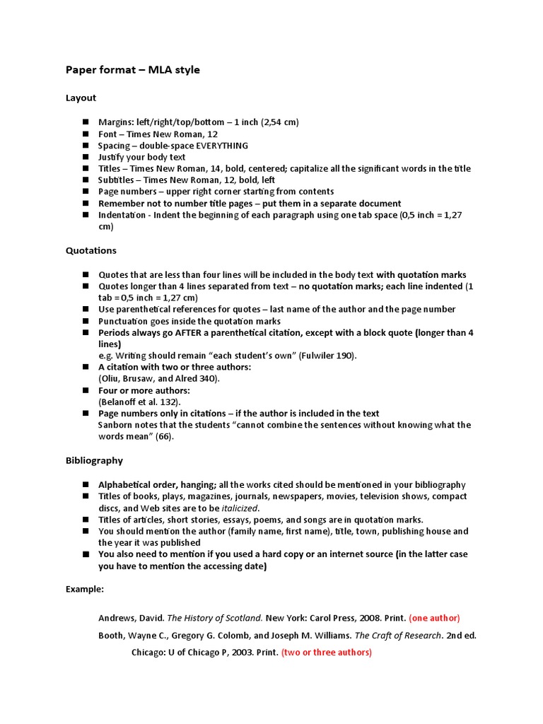 Paper Format - MLA Style | PDF | Citation | Quotation Mark
