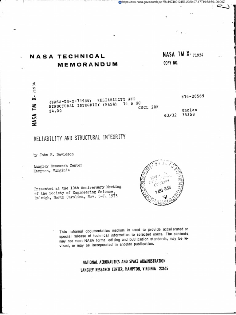Nasatm X-: Nasa Technical Memorandum Copyno | PDF | Fracture ...