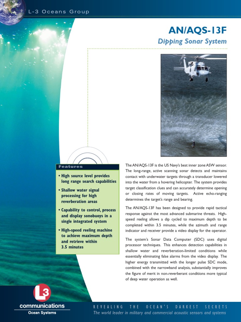 AN/AQS-13F: Dipping Sonar System | PDF | Sonar | Electronics