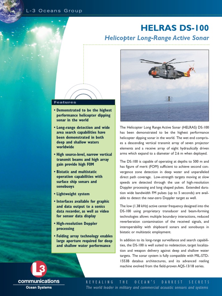 Helras Ds-100: Helicopter Long-Range Active Sonar | PDF | Sonar ...