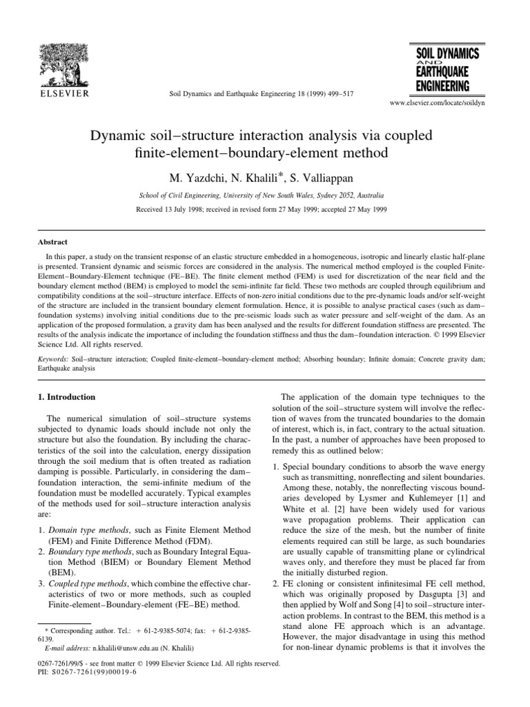 Dynamic Soil-Structure Interaction Analysis Via Coupled Finite-Element-Boundary-Element Method ...