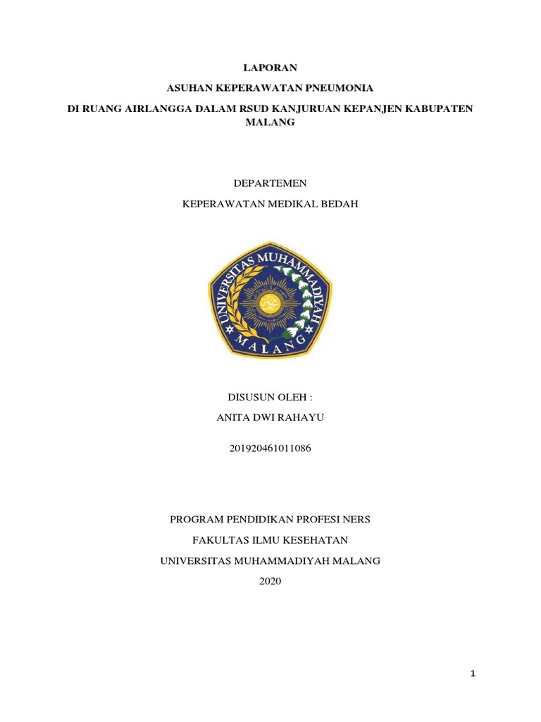 LP - Askep - KMB2 - Pneumonia - Anita Dwi Rahayu 086 PDF | PDF