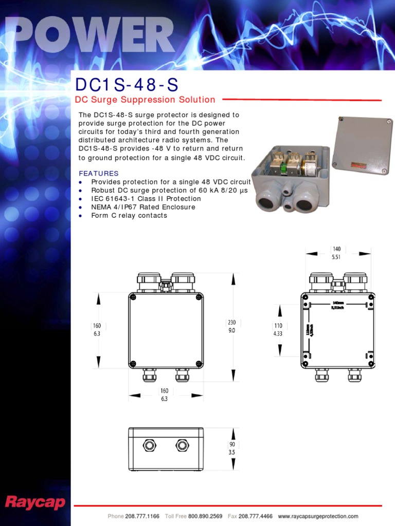 DC1S-48-S: DC Surge Suppression Solution | PDF | Electricity ...