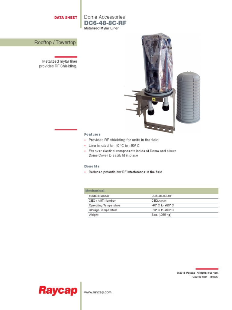 DC6-48-8C-RF Dome Metalized Mylar Liner (G02!00!649) | PDF