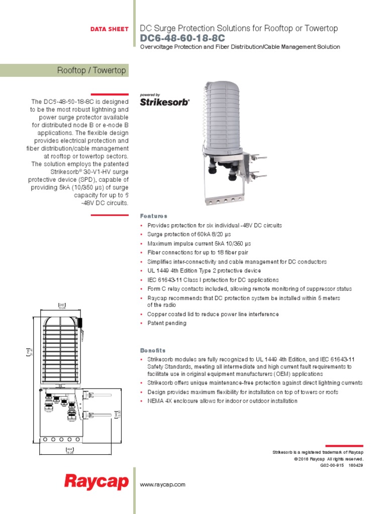 DC Surge Protection Solutions For Rooftop or Towertop: Data Sheet | PDF ...
