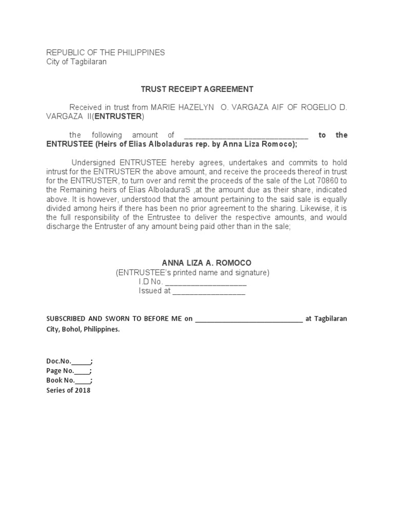 Trust Receipt Agreement Pdf 2179