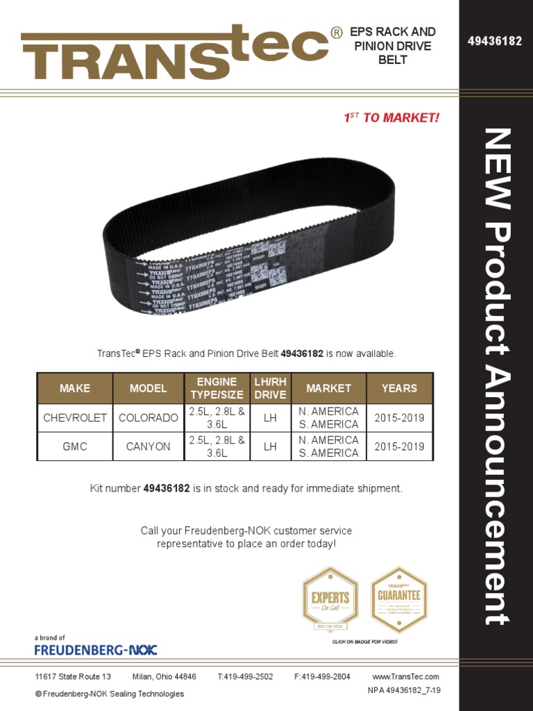 1 To Market!: Eps Rack and Pinion Drive Belt | PDF