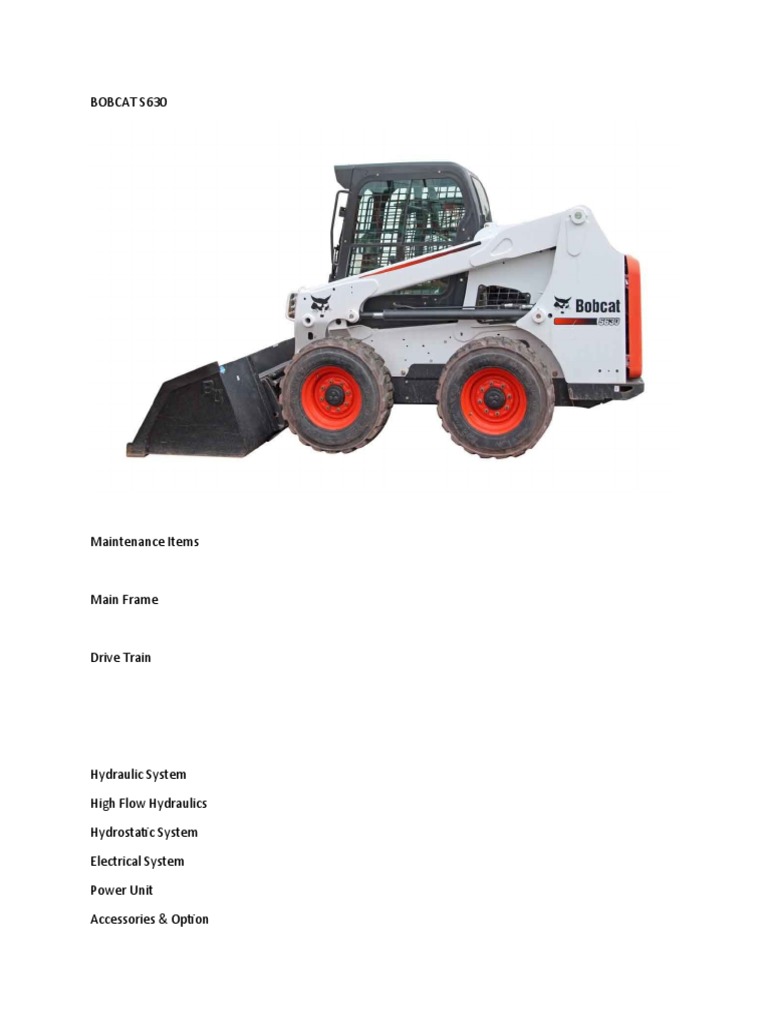Bobcat S630 Specifications Overview | PDF | Computers