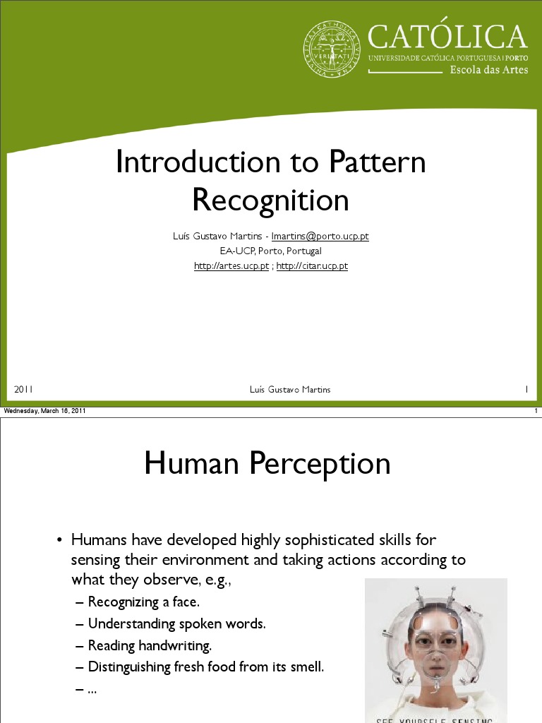 Introduction To Pattern Recognition: Luís Gustavo Martins - Lmartins@porto - Ucp.pt EA-UCP ...