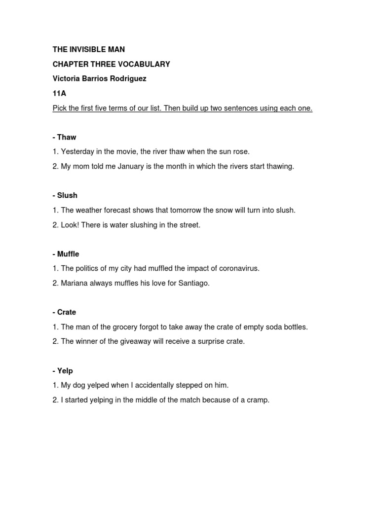The Invisible Man C3 Sentences and Paragraph | PDF | Travel | Mystery ...