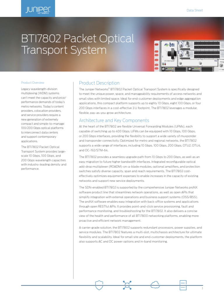 BTI7802 Packet Optical Transport System: Product Description | PDF