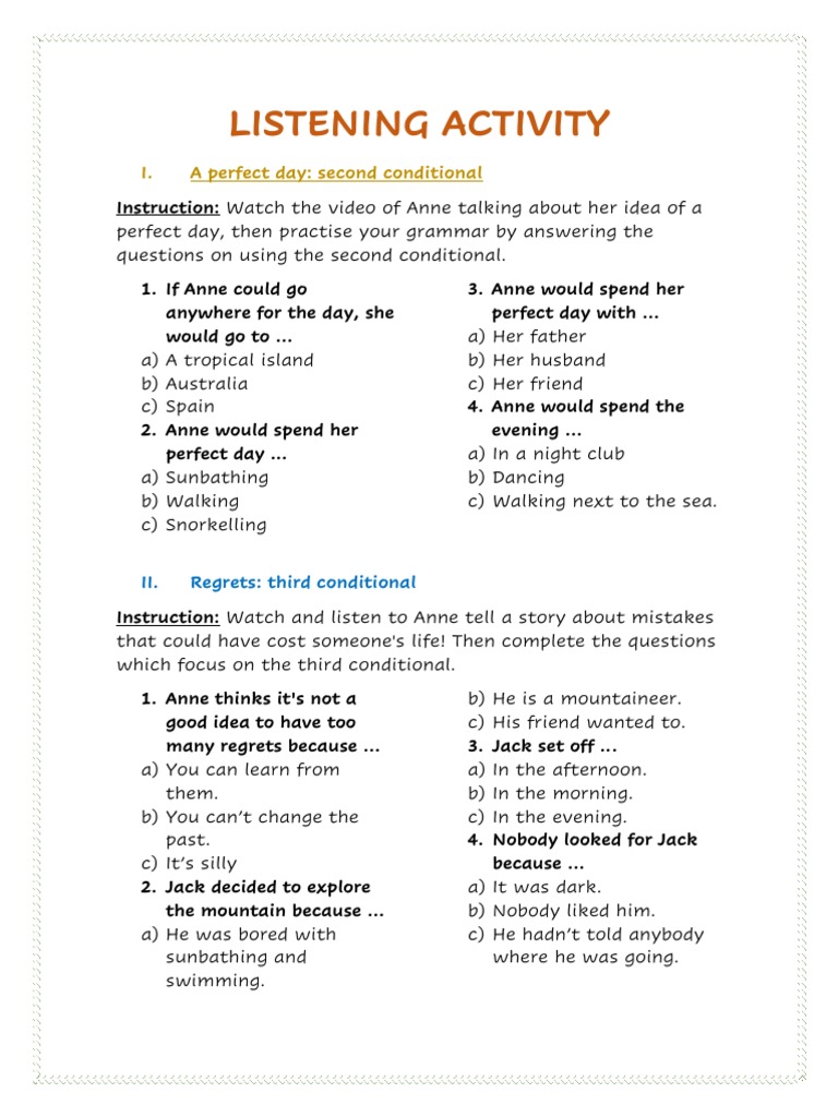 LISTENING ACTIVITY Conditionals | PDF