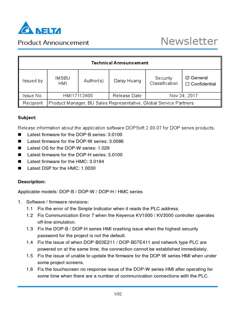 DOPSoft 2.00.07 Release Notes | PDF | Programmable Logic Controller ...