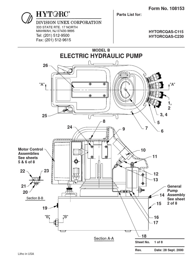HYTORC Electric Hydraulic Pump Parts List | PDF | Valve | Equipment