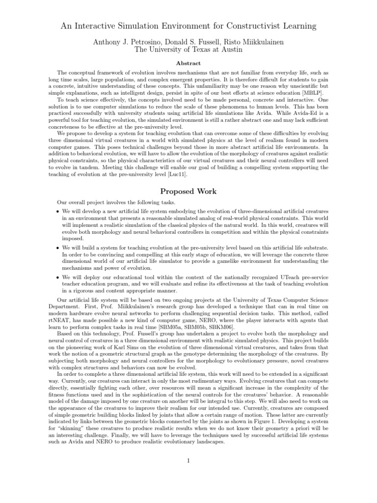 An Interactive Simulation Environment For Constructivist Learning | PDF | Simulation | System