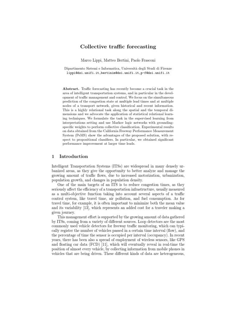 Collective Traffic Forecasting | PDF | Artificial Neural Network | Time Series