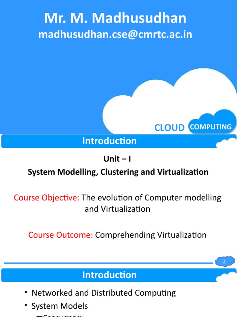 Cloud Computing UNIT-I PPT - PPSX | PDF | Virtualization | Parallel Computing