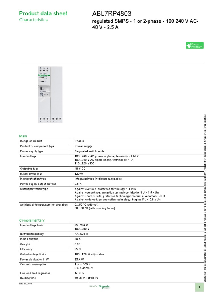 Phaseo ABL7 - ABL8 - ABL7RP4803 | PDF | Power Supply | Electrical ...
