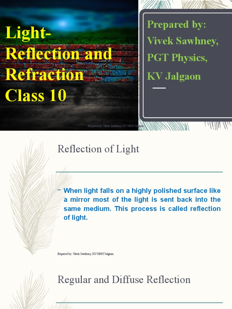 Class 10 Chapter-Light - Reflection and Refraction | PDF | Refractive ...