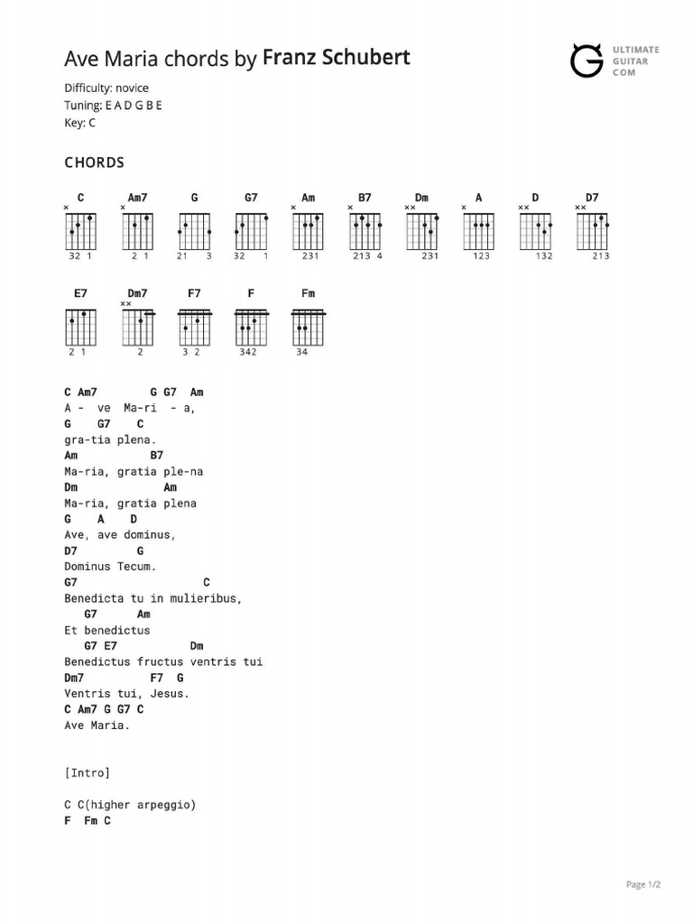 Ave Maria Guitar Chords | PDF