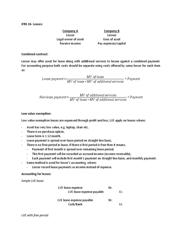 Lease Payment MV of Lease MV of lease+MV of Additional Services × ...