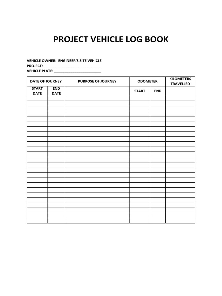 Vehicle Log Book | PDF