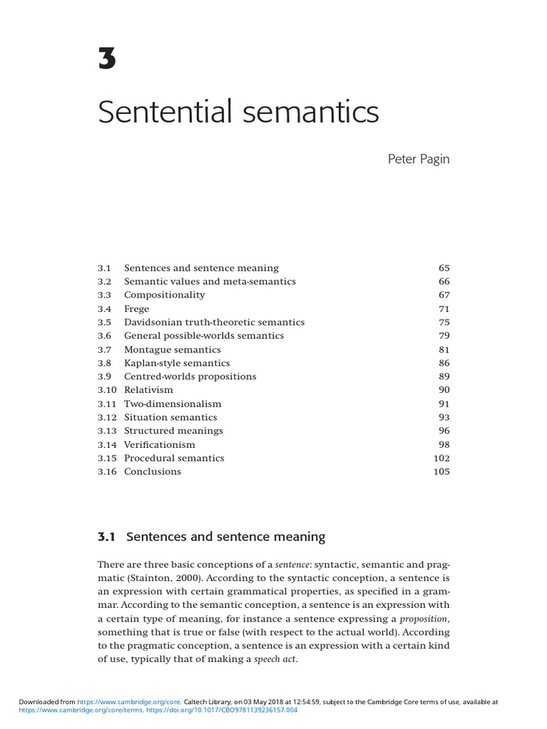 Sentential Semantics | PDF | Semantics | Philosophical Movements