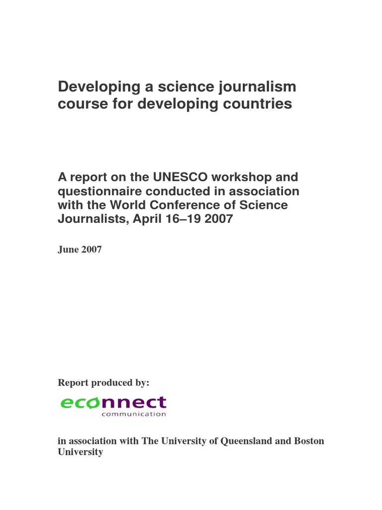 Developing A Science Journalism Course For Developing Countries | PDF ...