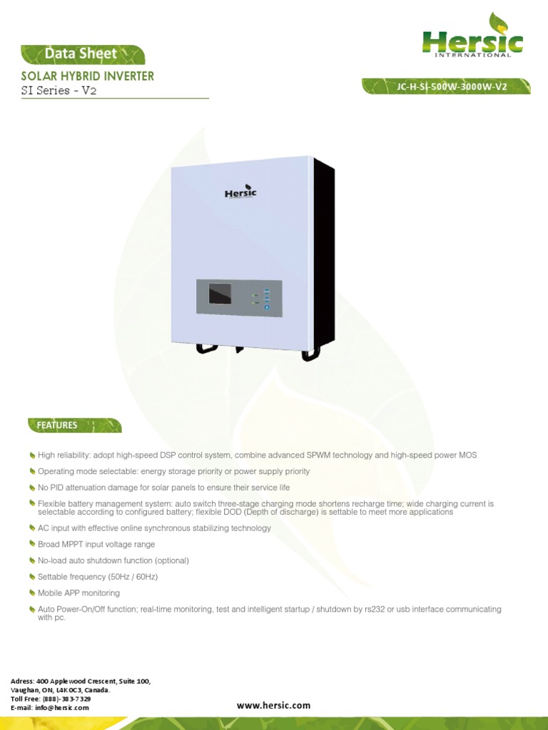 Solar Hybrid Inverter Data Sheet | PDF