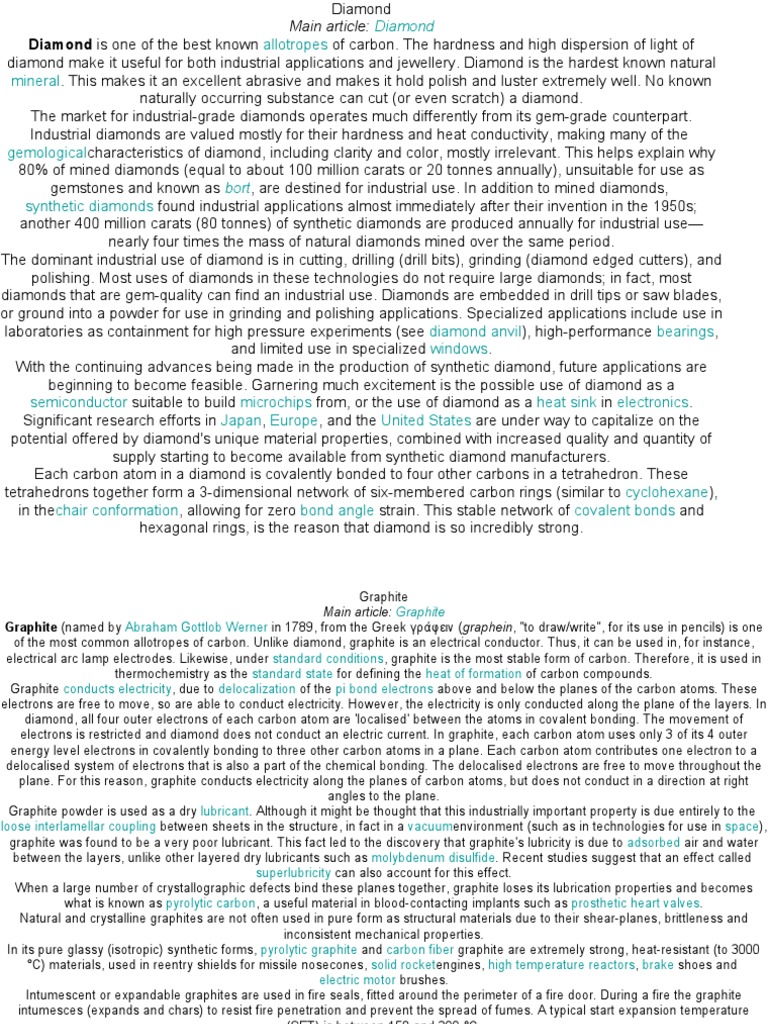 Alotrops of Carbon | PDF | Carbon | Diamond
