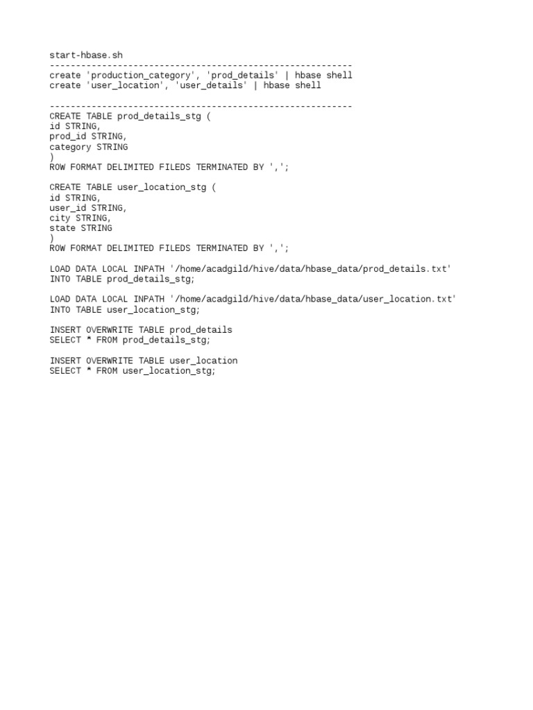 Hbase Table Creation | PDF