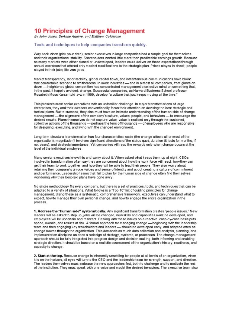 Principles for Effective Change Management | PDF | Change Management ...