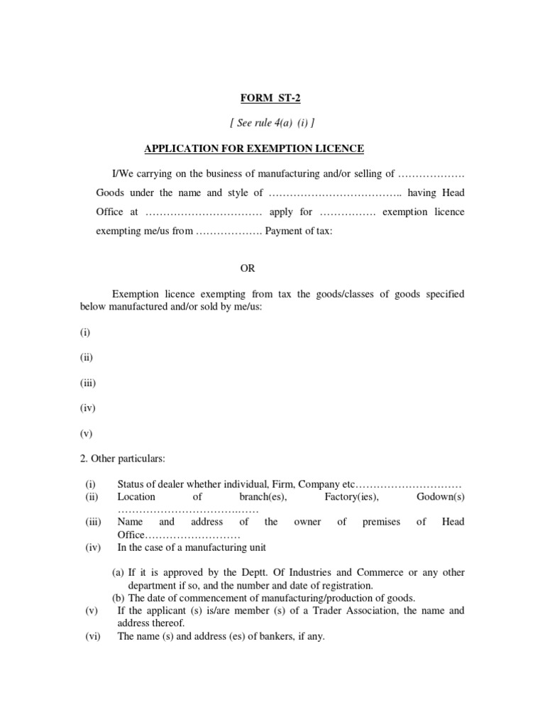 Form St-2: (See Rule 4 (A) (I) ) | Download Free PDF | Government ...