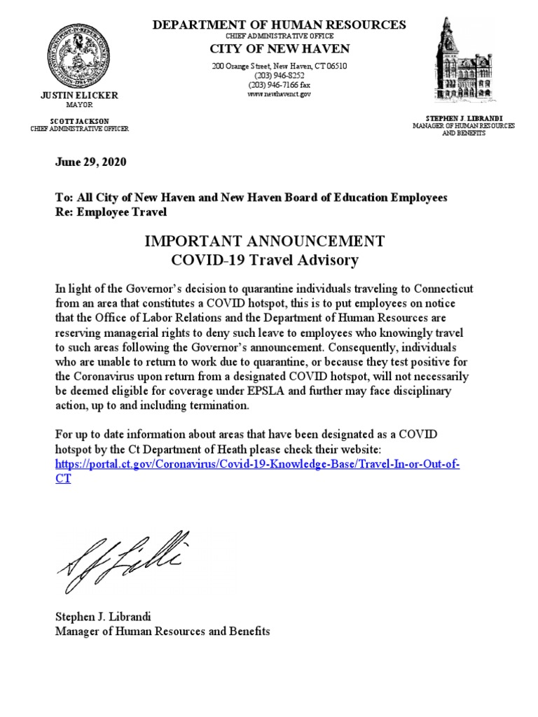 Employee Notice - Travel Advisory | PDF