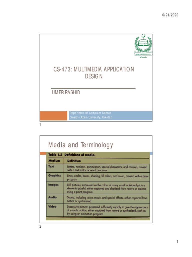 Basics of Multimedia Artifacts | PDF | Video | Data Compression