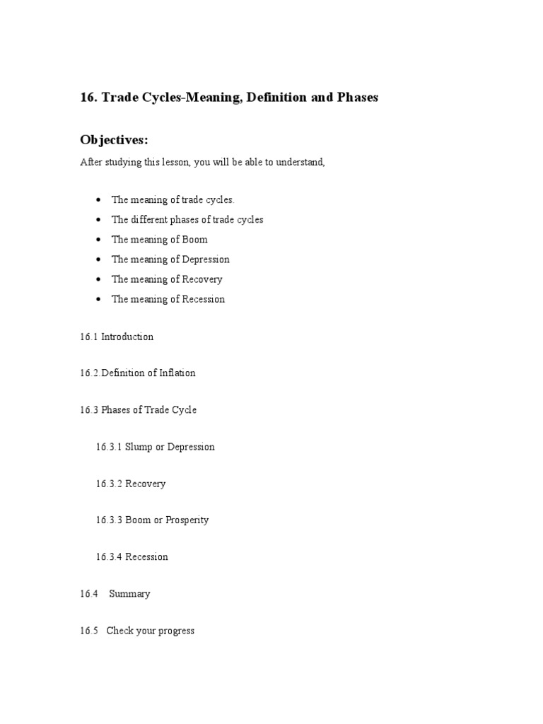 Phases of the Trade Cycle Explained | PDF | Business Cycle | Recession
