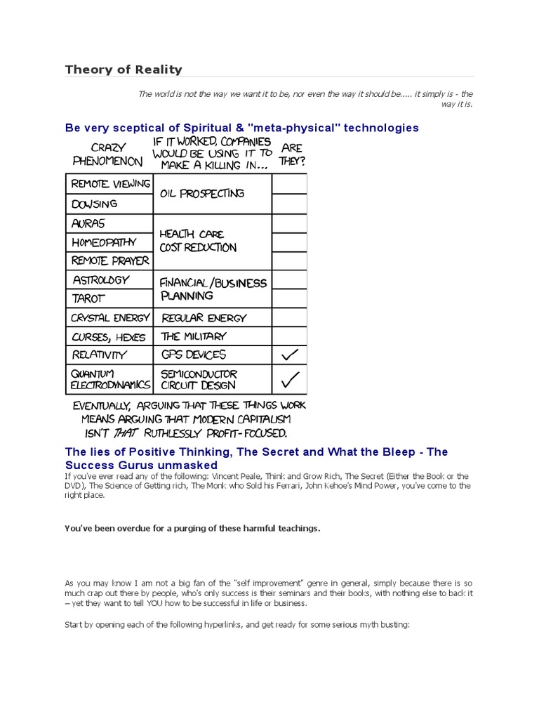 Theory of Reality | PDF | Reality | Psychological Concepts