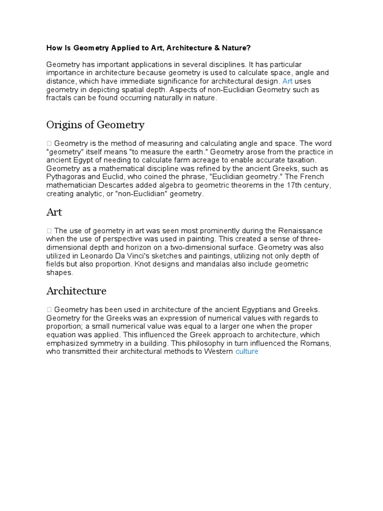 Geometry's Role in Art and Architecture | PDF | History