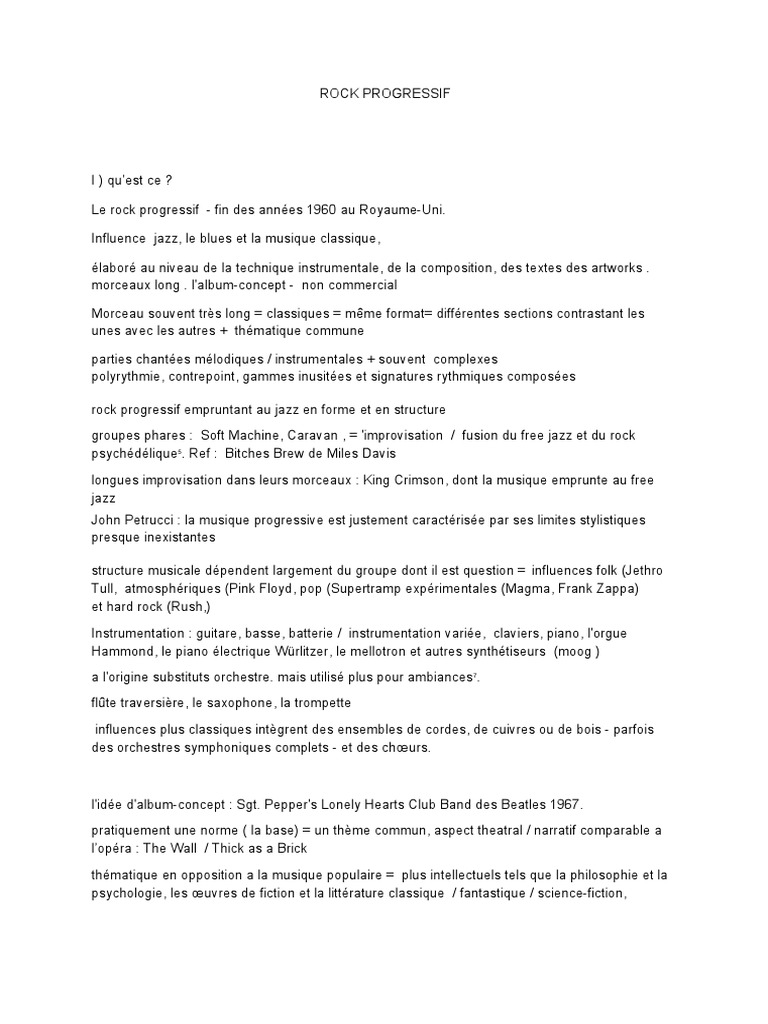 Introduction au Rock Progressif | PDF | Rock progressif | Musique rock