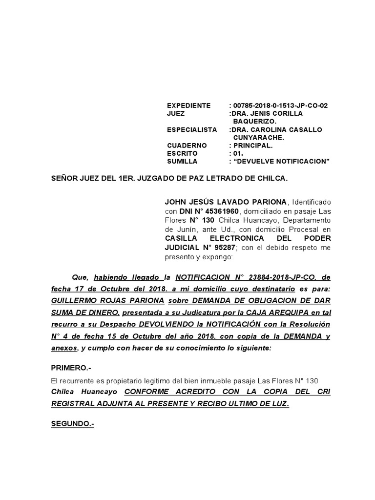 Devuelvo Notificacion | PDF | Separación de poderes | Esfera pública