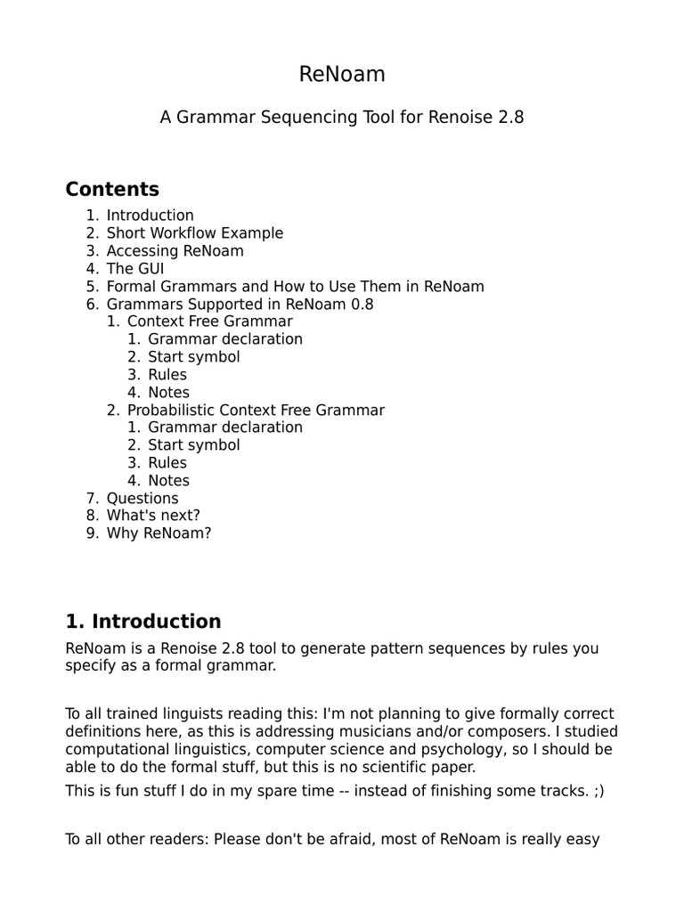 Renoam: A Grammar Sequencing Tool For Renoise 2.8 | PDF | Formalism (Deductive) | Computer Science