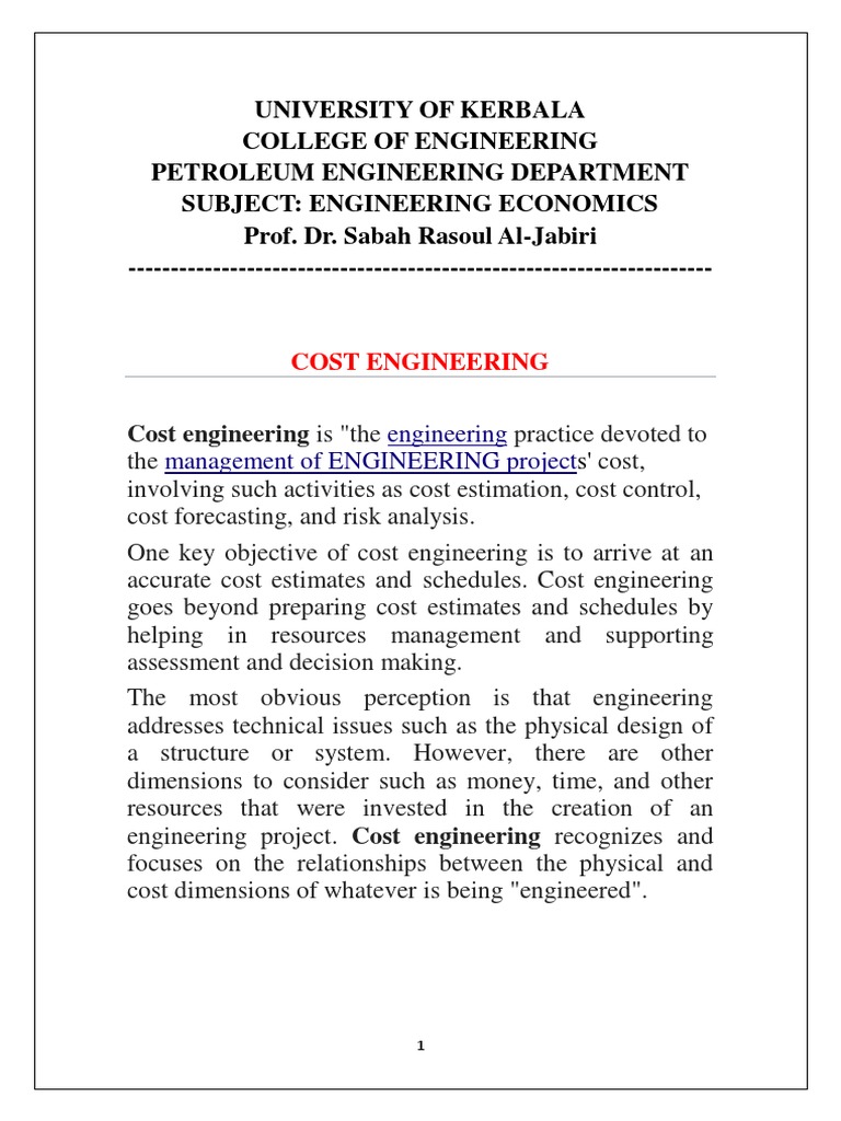 Cost Engineering Is "The: Engineering Management of ENGINEERING Project ...