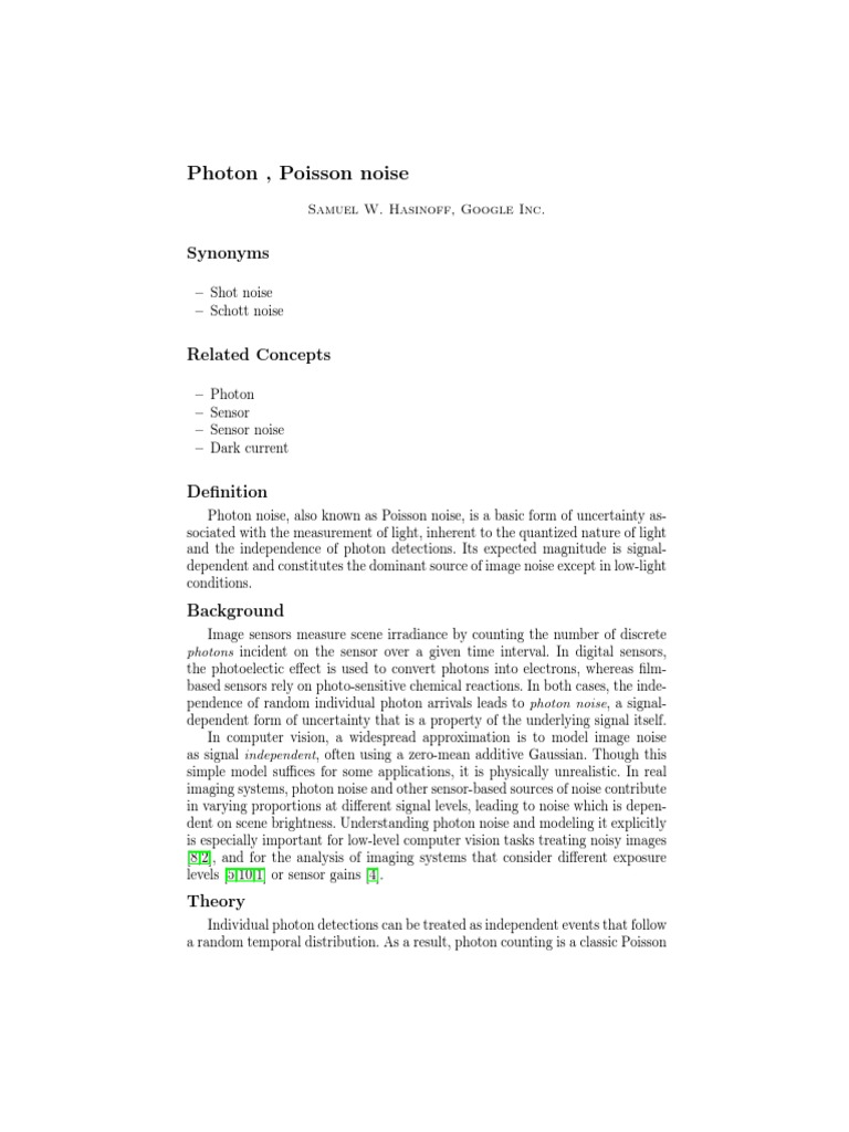 Hasinoff Photon 2012 Preprint | PDF | Poisson Distribution | Teaching ...