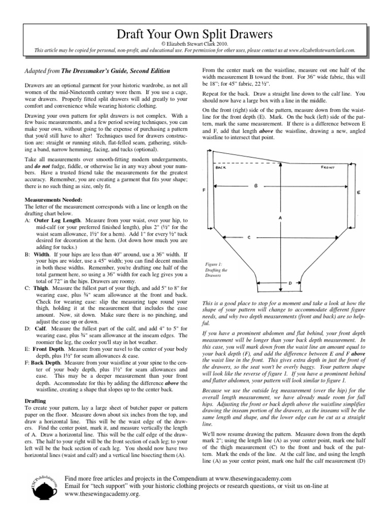 Draft Your Own Split Drawers: Adapted From The Dressmaker's Guide ...